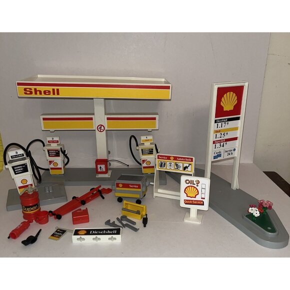 Playmobil | Toys | Vtg Playmobil Shell Gas Station Toy Partial Set ...